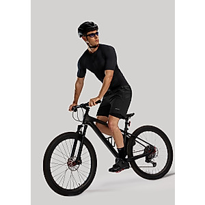 Men's Mountain Bike Shorts 3D Padded Loose-fit Biking Riding Cycling Bicycle Biker Cycle Padding Shorts for Men Zipper Pockets(Black,L)