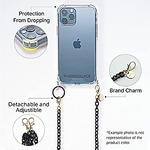 phonecklace iPhone 12Pro Crossbody Phone Case with Adjustible Chain Strap -Shockproof Cellphone Cover with Metal Component for Safe. Detachable 14K Gold Plated Chain Strap