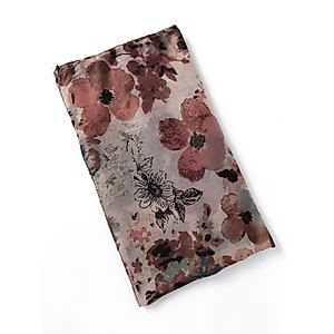GERINLY Elegant Flower Print Scarf Feminine Shawl Wraps for Lady Professional Scarf Rectangle Hijab Face Cover (Navy)