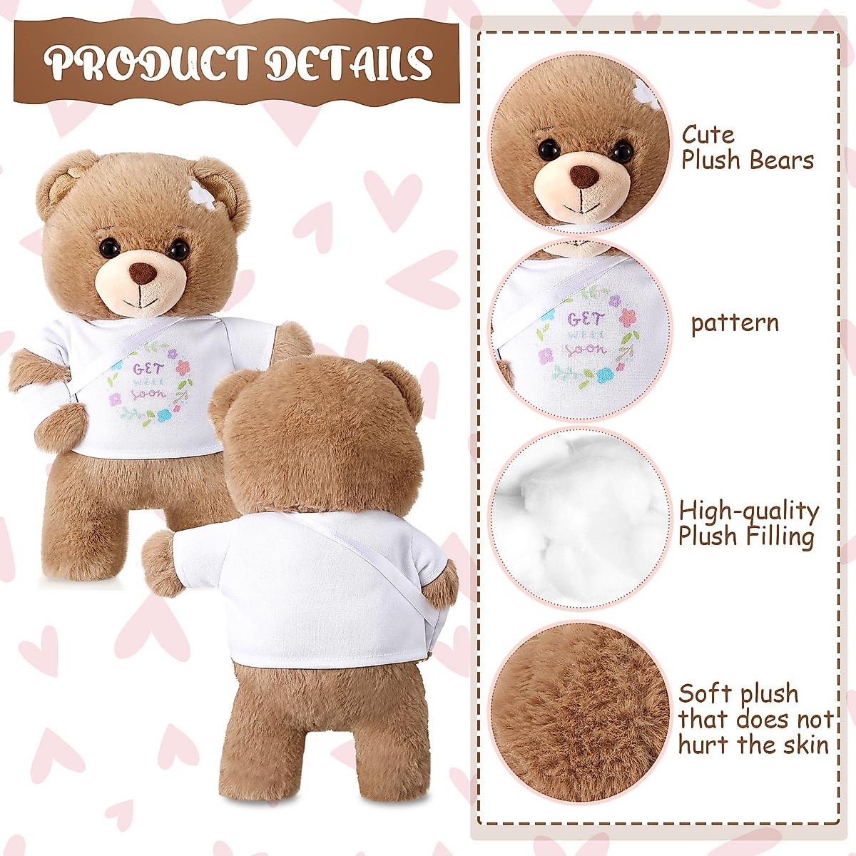 Deekin Broken Arm Gifts for Kids Get Well Soon Bear Stuffed Animal Gifts Bear for Kids Adult with Broken Arm After Surgery Soft Bandage Plush Bear 10 Inches (Get Well Soon)