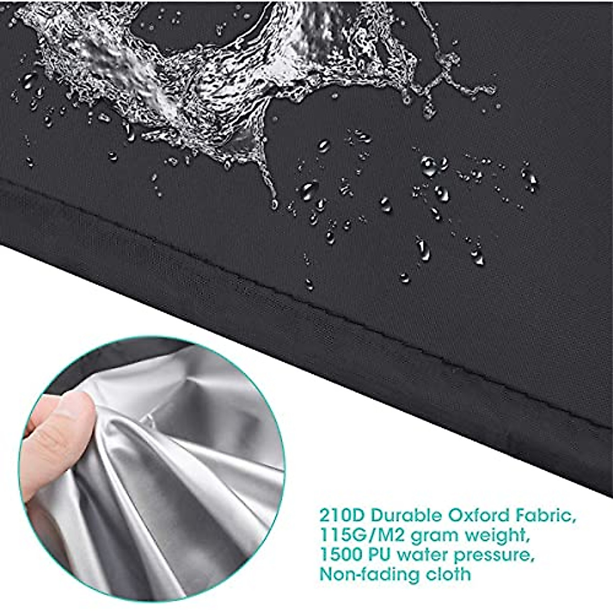 Techson Outdoor Heater Cover, Patio Garden Protective Waterproof Standup Round Heater Covers with Zipper (Black, 89 x 33 x 19 inches)