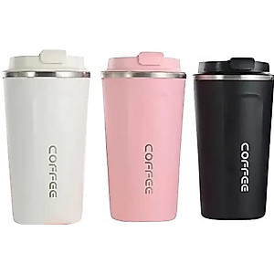 XENDER WORLD Coffee Travel Mug, 17 oz Insulated Tumbler Leakproof Lid Thermal Vaccum Mug Stainless Steel Double Wall Reusable Cup For Hot Cold Tea Drinks In Car Camping (Black)