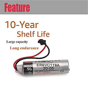 WELLVEUS 5Pcs ER6V/3.6V Compatible with Toshiba ER6VC119A ER6V119B 2400mAh Lithium Battery for M70 M60 PLC