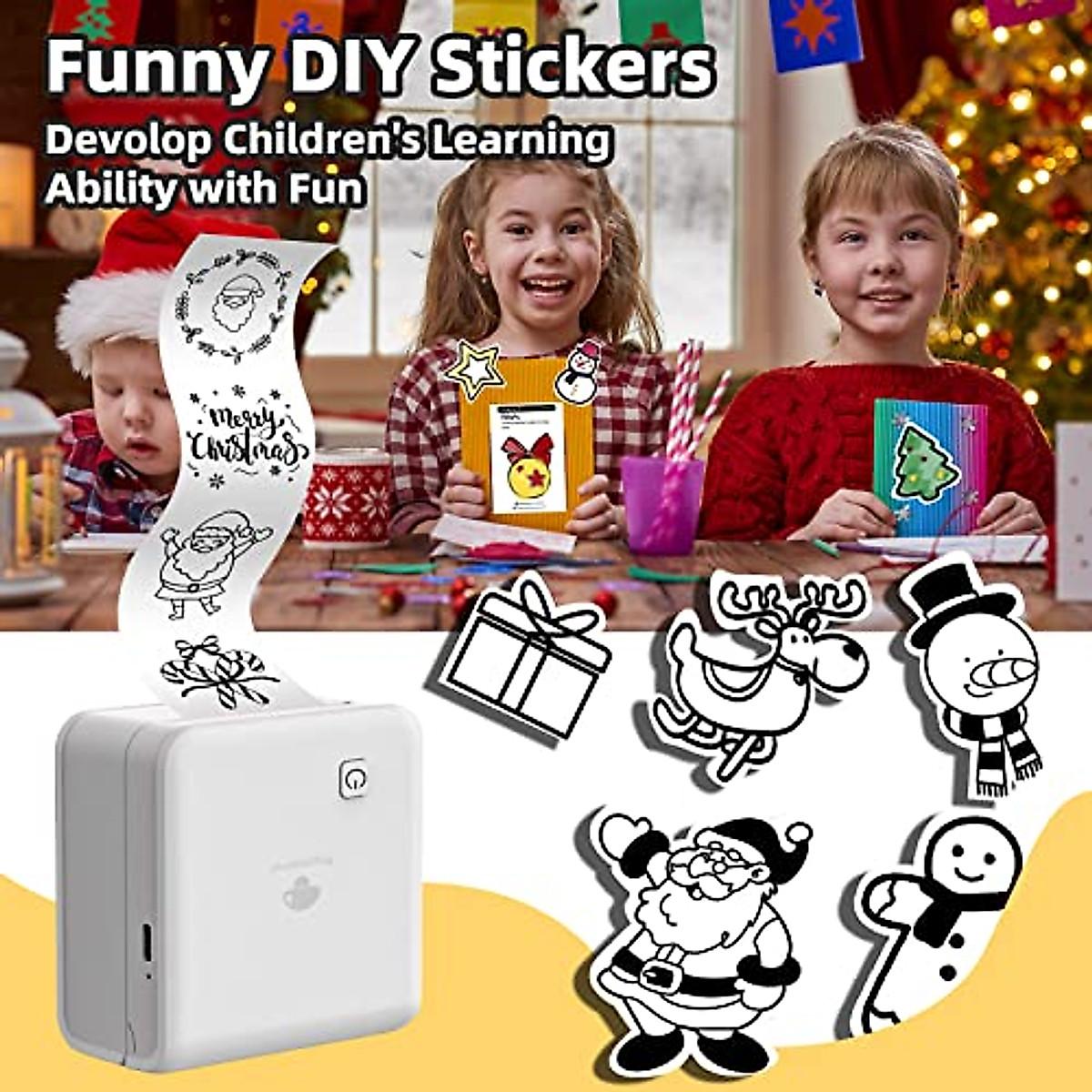 Phomemo M02Pro Mini Sticker Printer - 300DPI Bluetooth Pocket Printer, 15/25/50mm Label Maker, Compatible with iOS & Android, Wireless Printer for Retro Picture, Gift, Office, Home Labeling- White