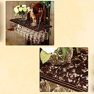 Iron Hanging Wine Glass Racks, Vineyard Chain Adjustable Ceiling Mounted Hanging Stemware Holder Wine Glass Hanger Wine Glass Organizer Rack J1028, PIBM, Black, 100cm