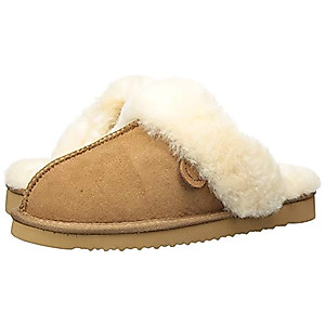 Dearfoams Women's Fireside Sydney Indoor/Outdoor Water Resistant Genuine Shearling Scuff Slipper, Wide Widths