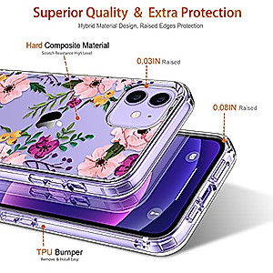 GiiKa for iPhone 12 Case, iPhone 12 Pro Case with Screen Protector, Clear Full Body Protective Floral Girls Women Shockproof Hard Case with TPU Bumper Cover Phone Case for iPhone 12, Small Flowers