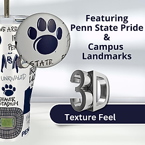 Penn State University 30oz Stainless Steel 3D Icon Travel Mug –High Performance Double-Walled Thermos w/Convertible Lid & Straw –Insulated Decorative NCAA Beverage Tumbler –For Hot or Cold Drinks