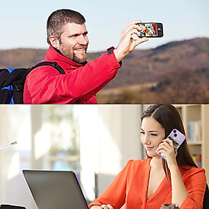 Leather Phone Card Holder Phone Wallet, Stick Back Phone Wallet Sticker Stylish Phone Case Credit Card Holder, Suitable for iPhone, Samsung, Android and Most Smart Phones.Green Leaf Flower