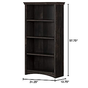 South Shore Gascony 4-Shelf Bookcase-Rubbed Black