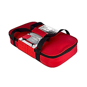Le Regalo HW1236 Glass Casserole with Insulated Bag, Ideal for Picnic, Potluck, Hiking & Beach Trip-Retains Hot and Cold Temperature of Food, 14"x8.5"x2.75" Red