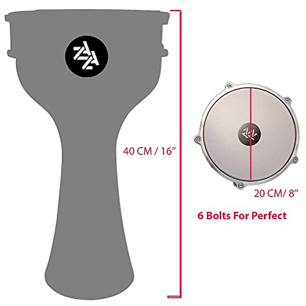 ZAZA Percussion 16'' Length Aluminum Darbuka, 8" Tunable Synthetic Head Turkish Doumbek Drum (Black- Engrave)