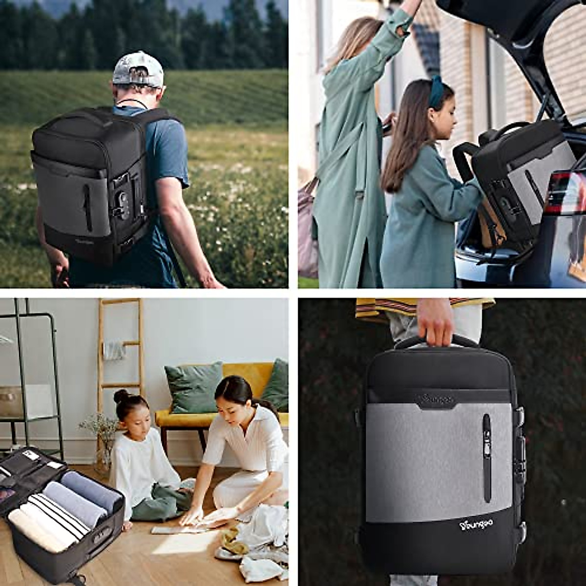 YOUNGOA Travel Backpack for Traveling on Airplane, Airline Approved 18x14x8 Travel Backpack for Men & Women, Carry On Luggage Suitcase Backpack