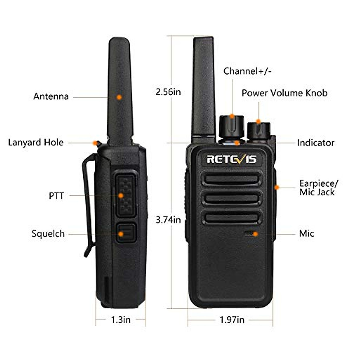 Retevis RT68 Walkie Talkies with Earpiece,2 Way Radios Long Range,Heavy Duty Walkie Talkies for Adults,Rechargeable with USB Charger Base, for Restaurant School Manufacturing Healthcare(20 Pack)