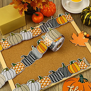 Spiareal 68.9 Feet Buffalo Plaid Pumpkins Border Bulletin Board Border Flower Beach Sun Eucalyptus Paw Flag Hat Balloon Sailboat for Classroom Boards Wall Decor