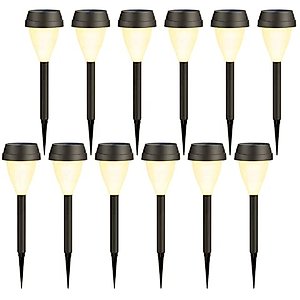 MAGGIFT 12 Pack Solar Powered Pathway Lights Outdoor Garden Lights, Waterproof Solar Landscape Lights for Lawn, Patio, Yard, Walkway, Deck, Driveway, Warm White