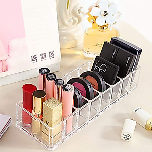 Weiai Clear Acrylic Compact Organizer, Blushes Highlighters Eyeshadow Powder Makeup Organizer Holder for Vanity, 8 Slots