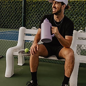 BOTTLE BOTTLE Insulated Water Bottle 64 oz with Straw and Dual-use Lid Stainless Steel Water Bottle with Handle Stainless Steel Jug for Workout Gym Soccer and More Sports purple