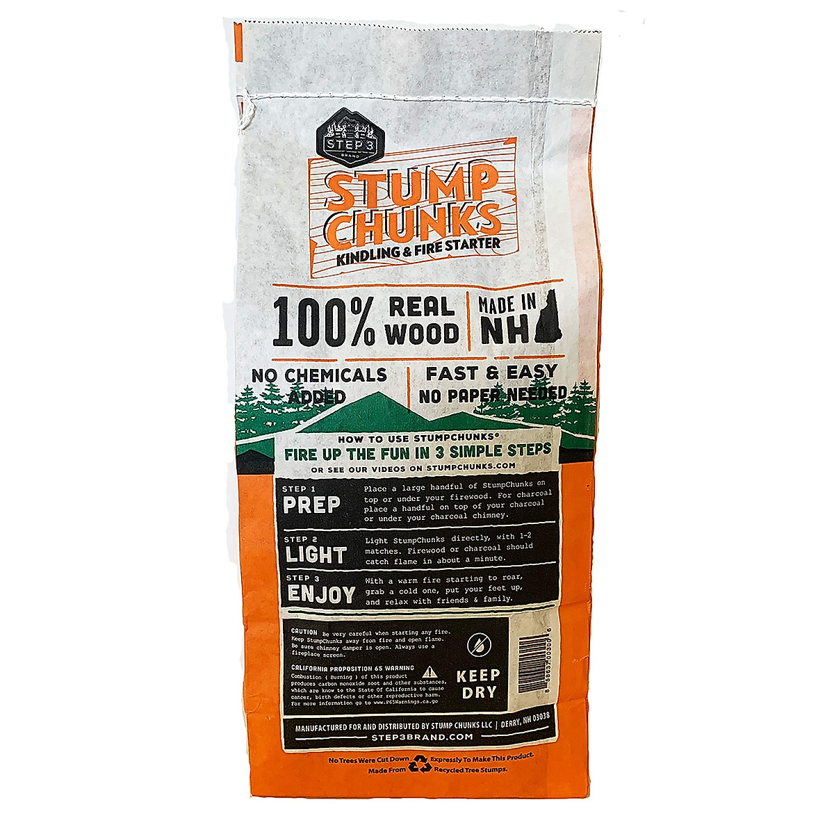 Stump Chunks: SC-3 0.3 Cu Ft Kindling & Fire Starters - Natural Fire Kindling Wood Sticks & Firewood Starter - Firestarter Sticks from Recycled Tree Stumps - Medium Bag