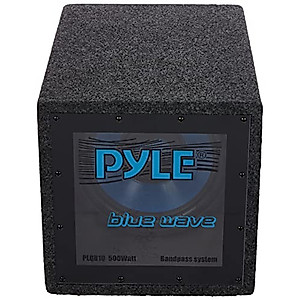 Pyle Bandpass Enclosure Car Subwoofer Speaker - 500 Watt High Power Car Audio Sound Component Speaker System w/ 10-inch Subwoofer, 2" Aluminum Voice Coil, 4 Ohm, Ported Enclosure System - Pyle PLQB10