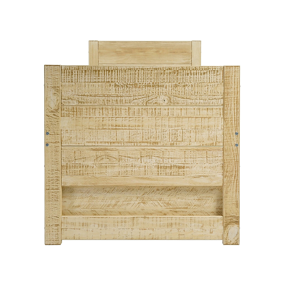 Bedz King All in One Twin Bed with Twin Trundle and 3 Built in Drawers, Weathered Honey