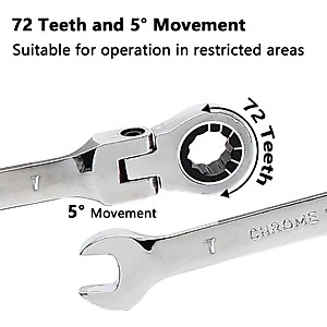 Rierdge 7mm 12 Point Flex Head Ratcheting Wrench, Metric Ratchet Wrench Set with 72 Teeth & 5°Movement for Tight Space, 2 PCS