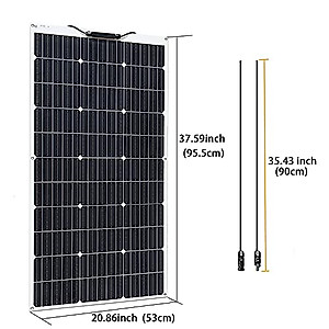 XINPUGUANG Flexible Solar Panel 100W 12V Monocrystalline Solar Kit Hightweight Module, 10A Charge Controller,Extension Cable for RV Boat Cabin Car (100W-1)