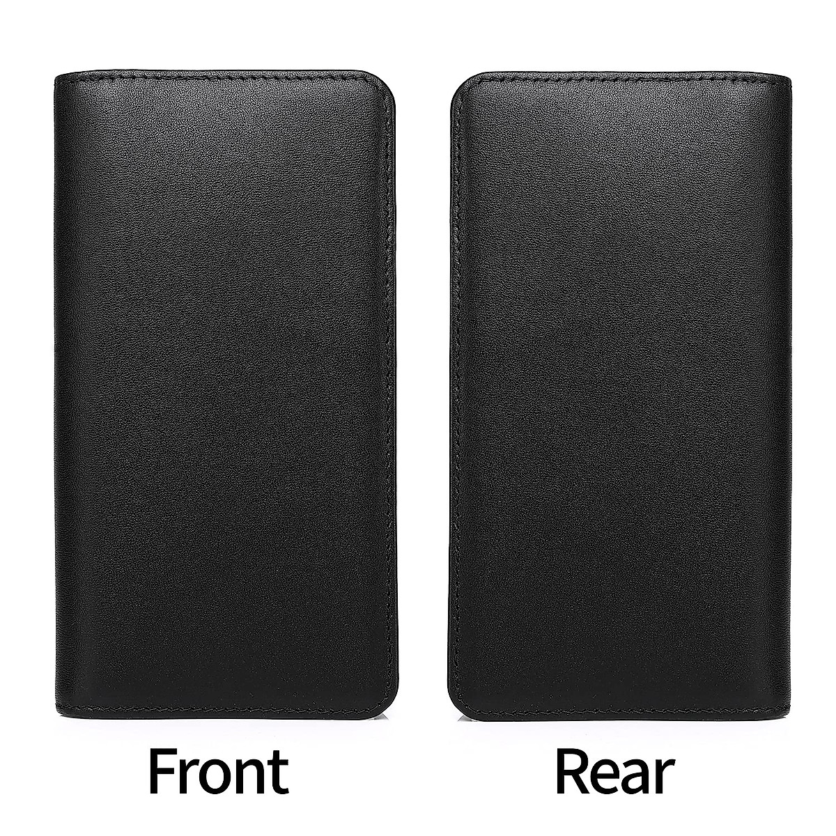 LLi Cufite Italian Calfskin Genuine Leather Checkbook Cover Deluxe Minimalist with Plastic Insert Flap Pen Loop & Strap for Men Women