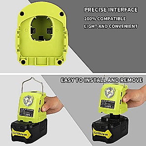 2 USB Ports Battery Adapter Charger with 420LM LED Light Compatible with Ryobi 18V One+ P108 P107 Lithium Battery Power Supply Power Source Portable Flashlight Outdoor Camping Lantern