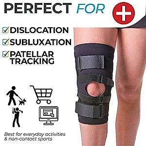 BraceAbility J Patella Knee Brace - Lateral Patellar Stabilizer with Medial and J-Lat Support Straps for Dislocation, Subluxation, Patellofemoral Pain, Left or Right Kneecap Tracking (Large)