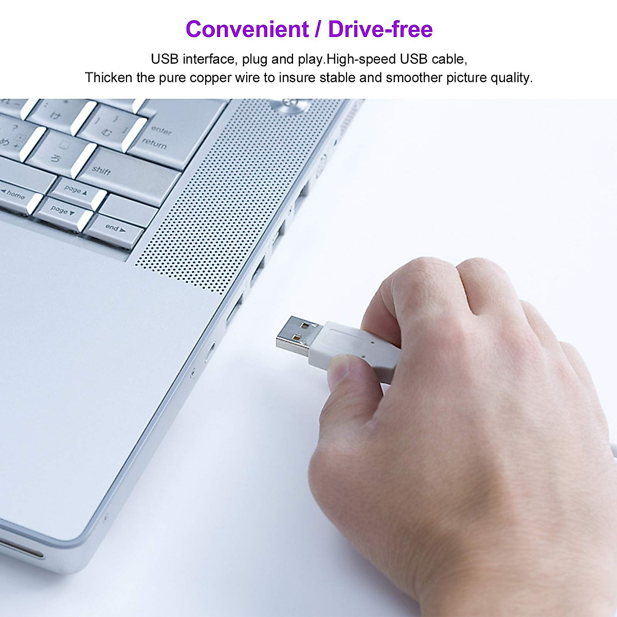 Jopwkuin Digital Computer Webcam, Living Colors Webcam with Microphone 30FPS with Microphone for Online Teaching for Internet Broadcasts(White)