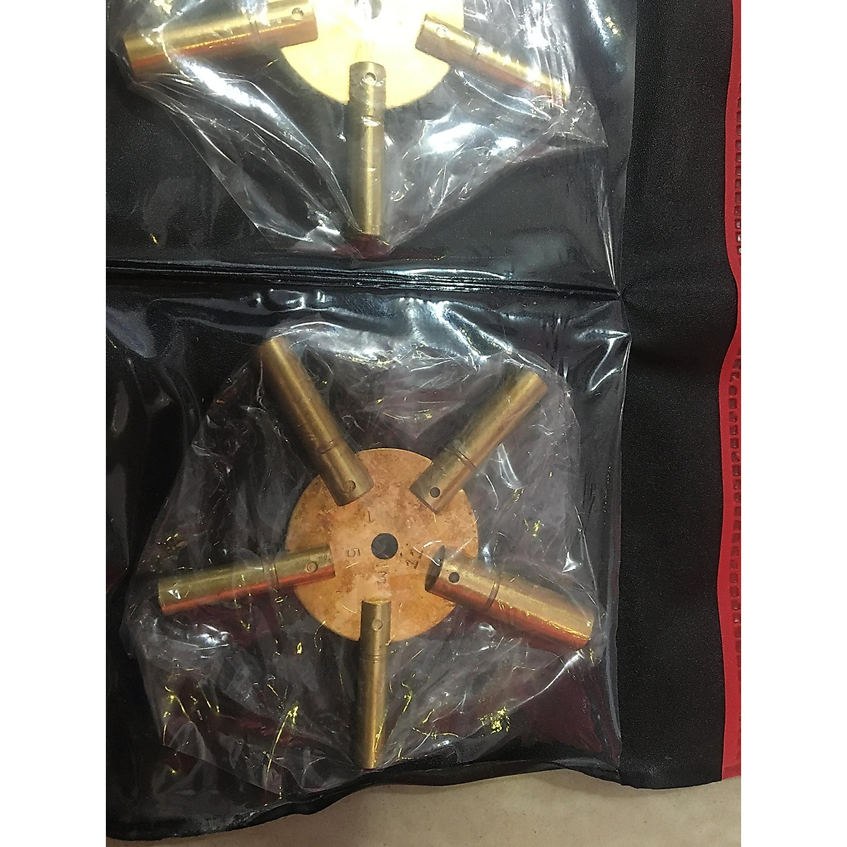 Universal 5 Prong Brass Clock Key for Winding Clocks, Odd and Even Numbers with Cover from Brass Blessing (5192)