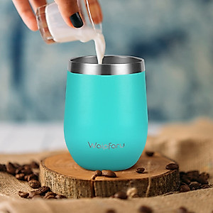 Waipfaru Wine Tumbler, 12 Oz Insulated Wine Tumbler With Lid and Straw, Stainless Steel Stemless Cup, Double Wall Vacuum Wine Tumbler for Wine Coffee Cocktails Champagne (Glitter Violet Ombre)