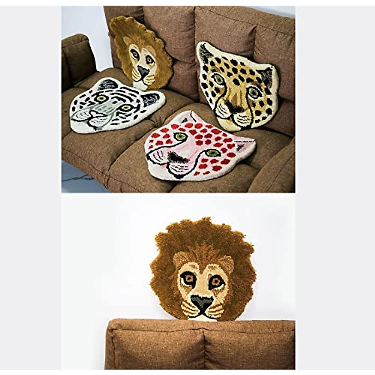 Menglo Tiger Shaped Rug Cute Cartoon Tiger/Lion/Panda Shape Animals Bath Mat Small Area Rug Entrance Door Mats Non Slip Floor Mat Thickened Carpet Decoration for Bedroom Living Room (Pink Panther)