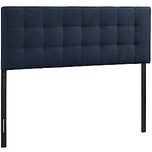 Modway Lily Tufted Linen Fabric Upholstered Queen Headboard in Navy