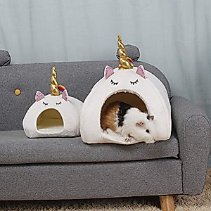 POPETPOP Warm Guinea Pigs Bed Unicorn Small Animal nest Guinea Pig Bed Accessories Cage Toys House Hamster Supplies Habitat Rat