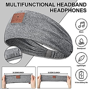 Tisancy 2 Pieces Wireless Bluetooth-compatible Music Headband with HD Speakers Wireless Headphones for Side Sleepers Sleeping Calling Jogging Yoga Workout Unisex Gift Ideas, Black and Gray