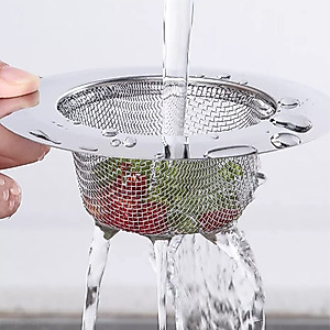 2Pcs Kitchen Sink Strainers with Lids - Stainless Steel Sink Strainer for Kitchen Sink - Hair Catcher Bathroom Sink Strainer - Anti Clogging Drain Strainer Set 4.5'' Kitchen Sink Drain Stopper Wide