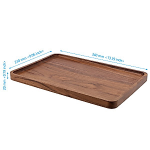 SEHOI 2 PCS 13.4 x 9 Inches Wood Serving Platters, Wooden Rectangular Serving Trays, Natural Walnut Wood Solid Snack Trays with Edge, Rectangle Dinner Plate Board for Breakfast, Lunch, Dinner