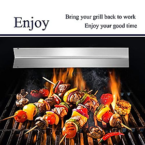 Boloda 15.3 inch Stainless Steel Flavorizer Bar Replacement for Weber Spirit S310 S320 S330 E310 E330 E330，5 Pack Grill Parts for Weber Spirit 300 Series Heat Plates (with Front Control Knobs), 16 GA