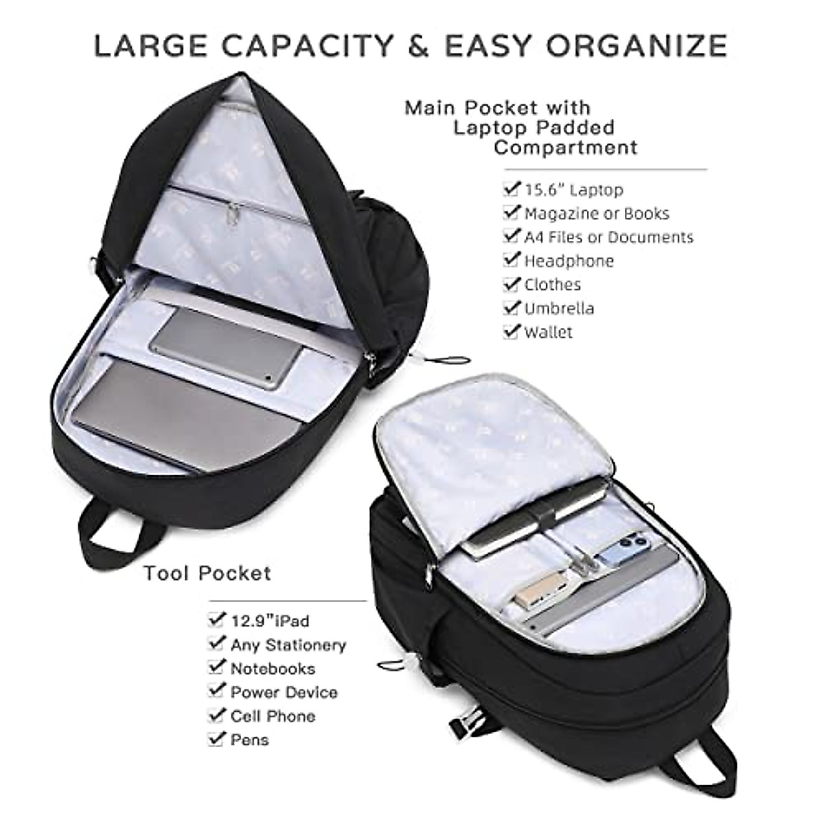 Laptop Backpack 15.6 Inch Kids College Backpacks Anti Theft Travel Back Pack