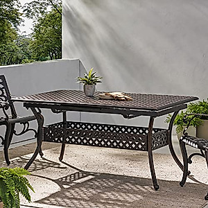 Christopher Knight Home Abigail Outdoor Cast Aluminum Expandable Rectangular Dining Table, Shiny Copper Finish