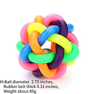 2 Pieces Parrot Colorful Bell Ball Parrot and Bird Toy Ball Bell Toy Rubber Ball for Bird Grinding Teeth Chewing Ball Beak Jingle Mynah Budgerigar (Medium)