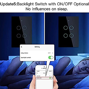 MoesGo WiFi Smart Wall Light Switch,Glass Panel, Multi-Control(3 Way), 2.4GHz Wi-Fi Touch Switches, Neutral Wire Required, Remote Control Smart Life/Tuya App, Work with Alexa, Google Home Black 4 Gang