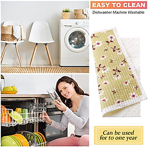 6 Pcs Swedish Kitchen Dish Towels Kitchen Dish Cloth Absorbent Quick Drying Kitchen Cloths Reusable Dishcloth Small Cleaning Cloth Rag for Kitchen Counter (Flowers Leaves Patterns)