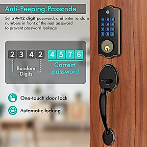 Keyless Entry Door Lock, DIHOOM Electronic Smart Lock, High Security Front Door Lock Easy to Install, Auto Lock Keypad Deadbolt Featuring SmartKey, 10 Customizable User Codes