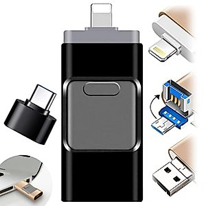 4 in 1 High Speed USB Multi Drive Flash Drive,4 in 1 Drive Photo Stick Omni,Photo Stick Data Storage Drive,Photo Stick for iPhone and Computer,PC and More Devices (Black,64GB)