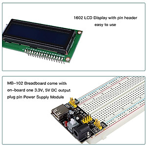 Smraza Super Starter Kit Project Kit with Breadboard, Power Supply, Jumper Wires, Resistors, LED, LCD 1602, Sensors, Detailed Tutorial for Project, Compatible with Arduino UNO R3 Project