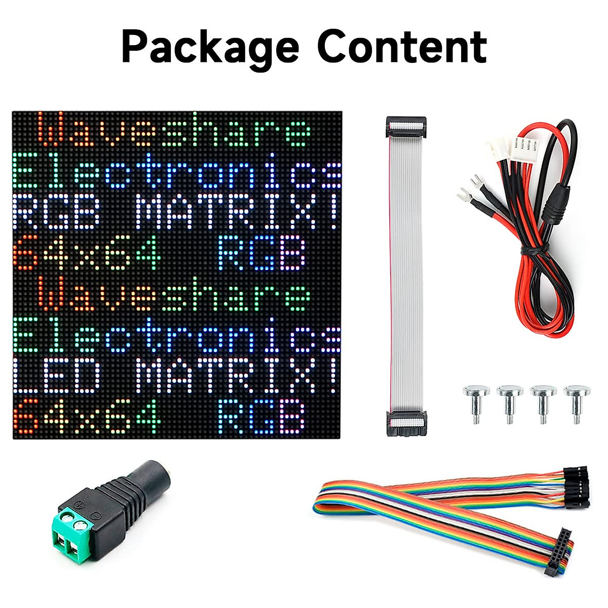 64x64 4096 Pixels RGB Full-Color LED Matrix Panel 2.5mm Pitch, Adjustable Brightness Chainable Design,Display Text/Colorful Image/Animation, Compatible with Raspberry Pi / Raspberry Pi Pico / ESP32