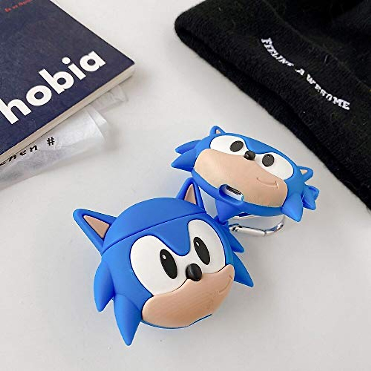 VARWANEO Cartoon Sonic 3D Silicone Earphone Protective Case for Airpods 1/2/Pro, Wireless Bluetooth Headset Case Cover Soft Shell (for AirPods 1 2)